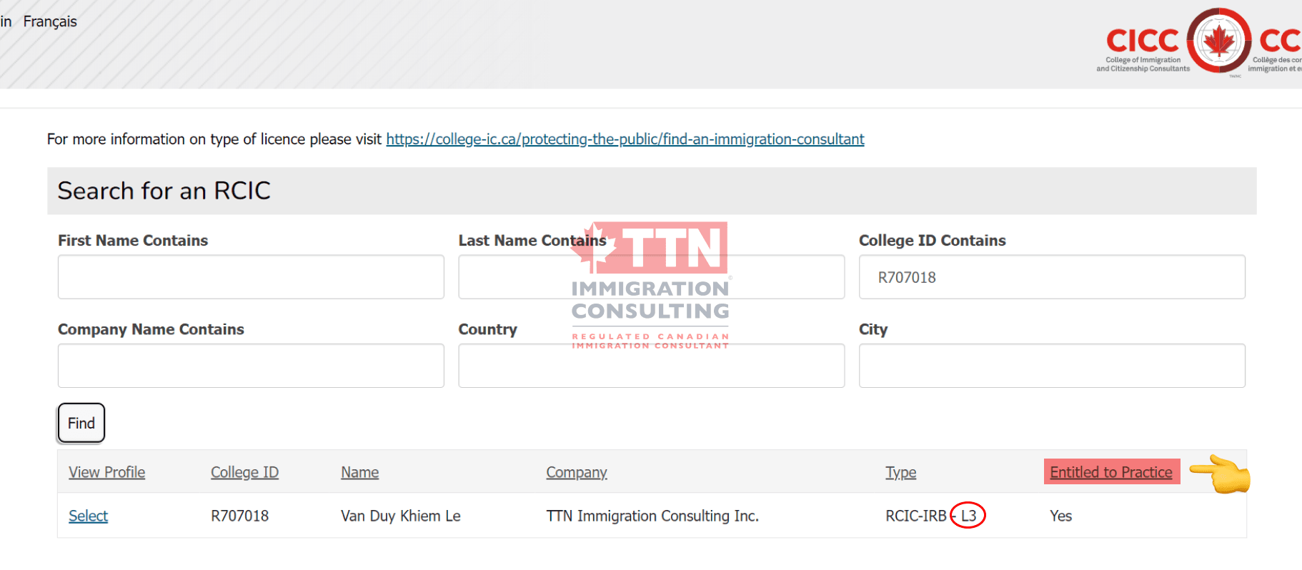 Find RCIC - TTN immigration